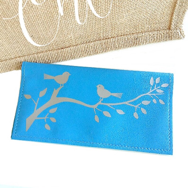 Birds on a Tree Branch Leather Checkbook Cover Leather - Etsy
