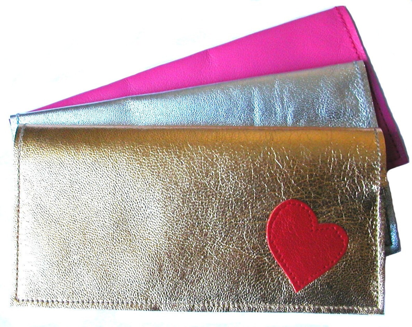 Berri Heart Applique Leather Checkbook Cover Checkbook - Etsy
