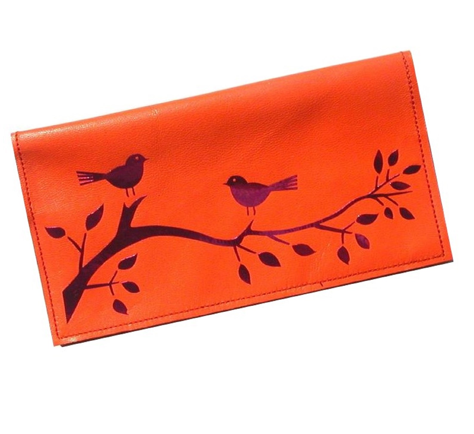 Birds on a Tree Branch Leather Checkbook Cover Leather - Etsy