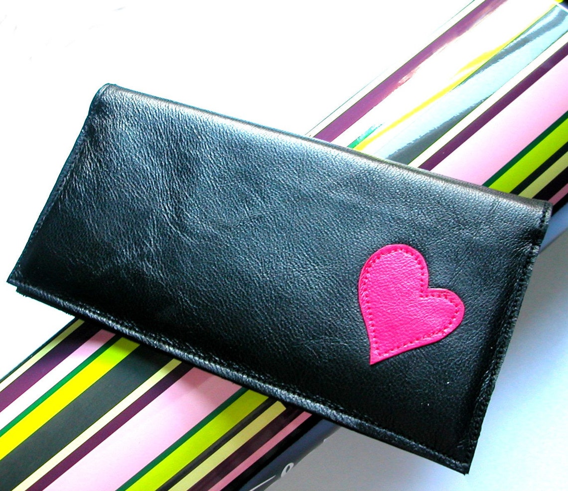 Berri Heart Applique Leather Checkbook Cover Checkbook - Etsy