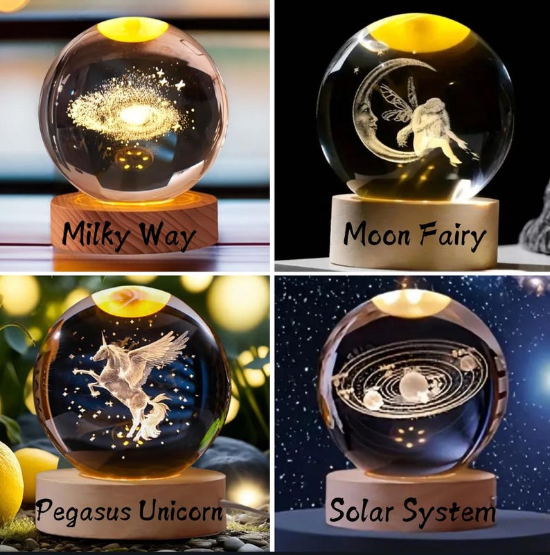3D Crystal Sphere | Laser Engraved Crystal Glass Lamp | Stunning Laser ...