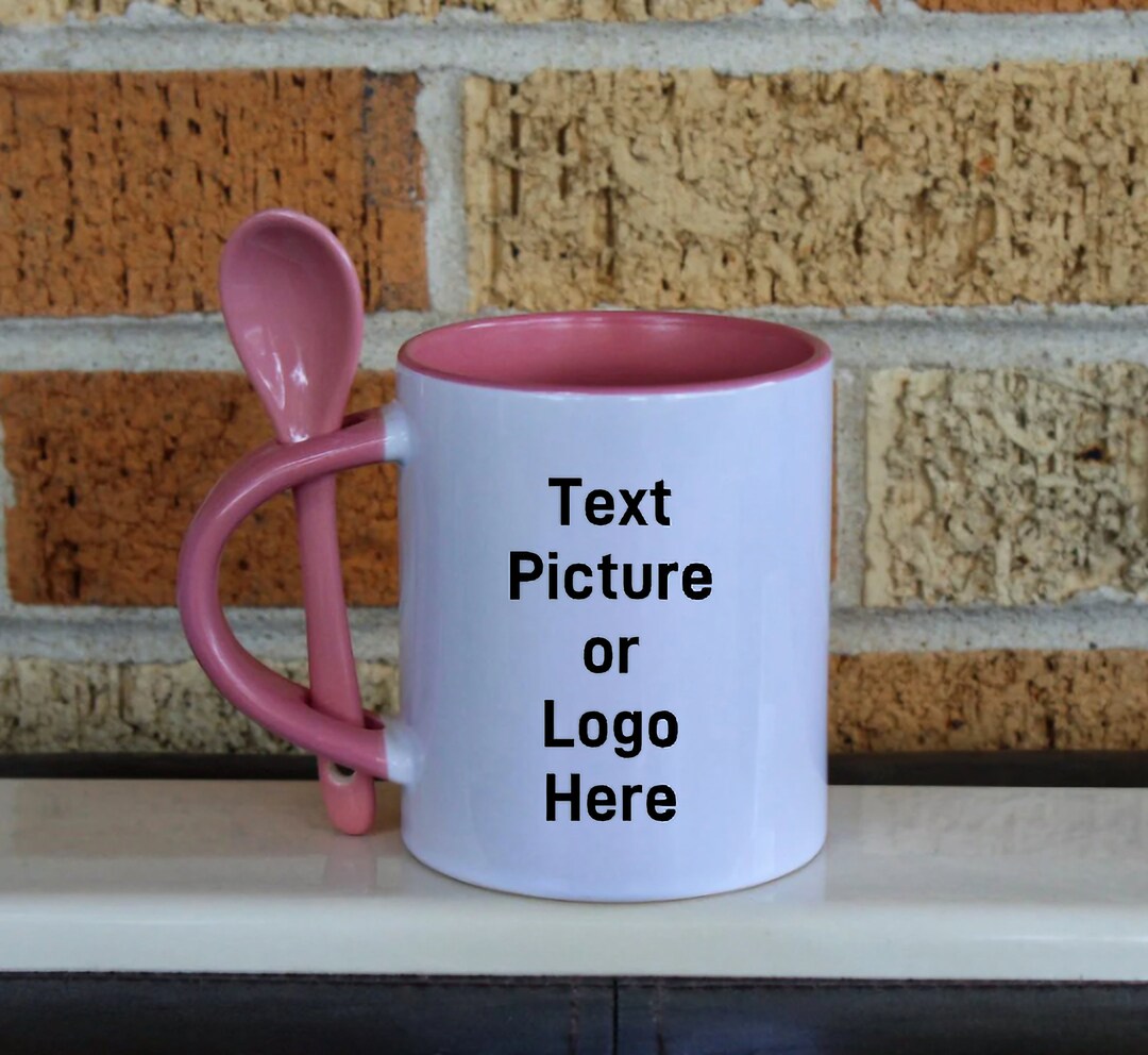 Mug With Spoon | 11oz | Customizable Ceramic Mug | Personalized Gift ...