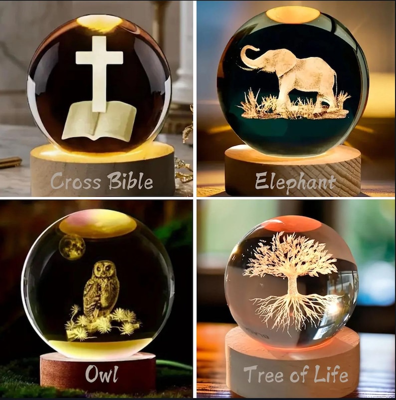 3D Crystal Sphere | Laser Engraved Crystal Glass Lamp | Stunning Laser ...