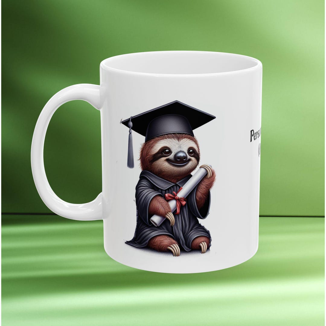 Graduation Sloth Ceramic Mug, Class of 2025, 11oz, 15oz, Cute Animal ...