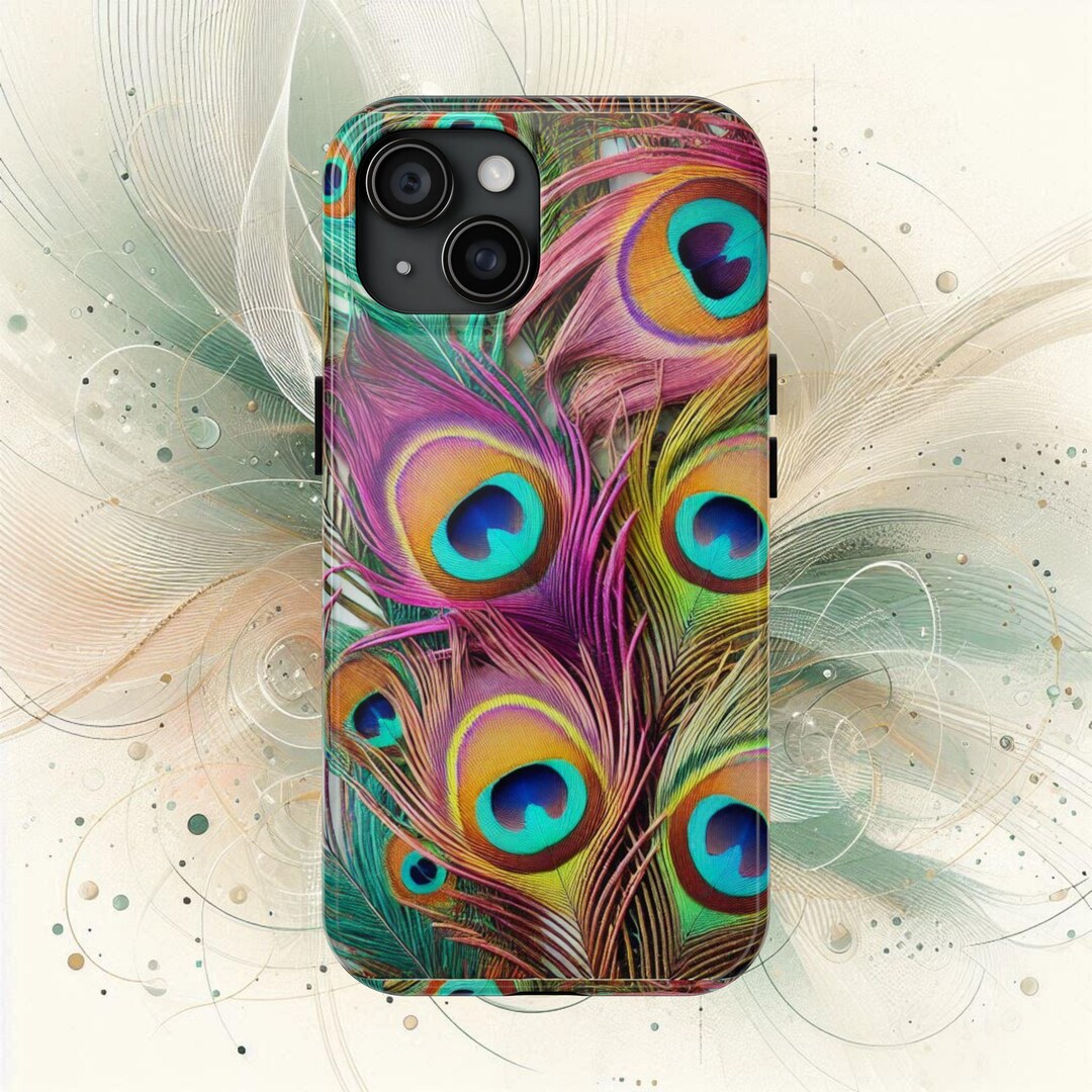 Peacock Colorful Feathers on a Tough Phone Cases - Etsy