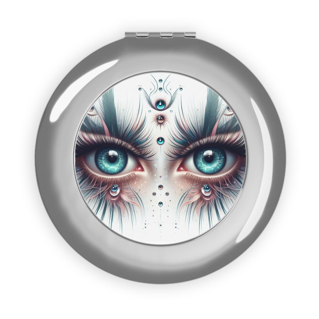 Peacock Color Eyes With Lashes Compact Travel Mirror - Etsy