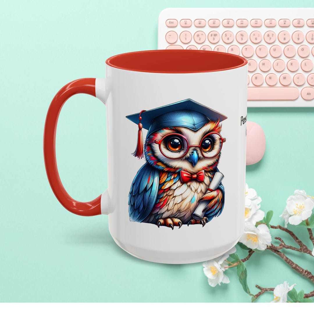 Graduation Owl Coffee Mug, Class of 2025 Gift, Cute Scholar Owl Mug ...
