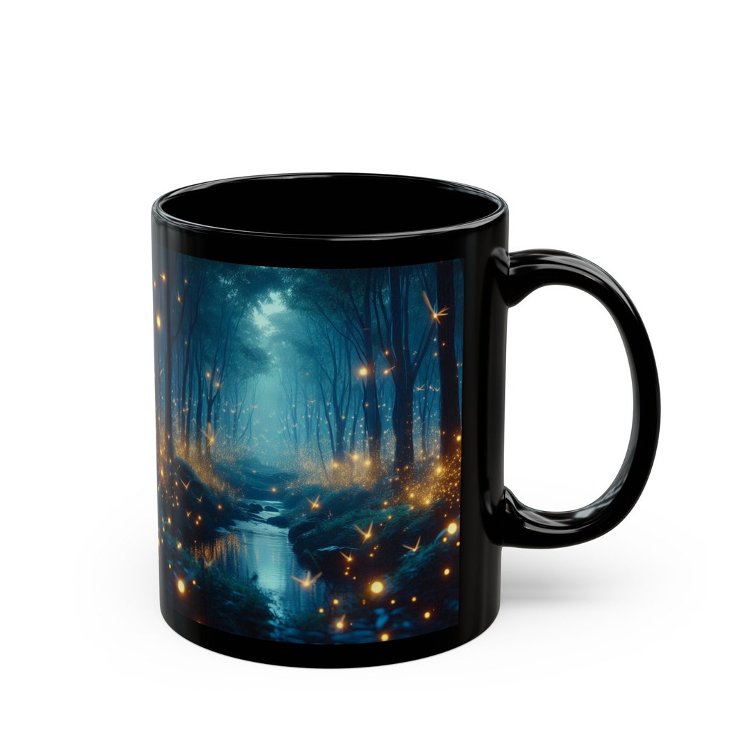 Luminescent, Fireflies, Forest, Night, Black Mug 11oz, 15oz - Etsy