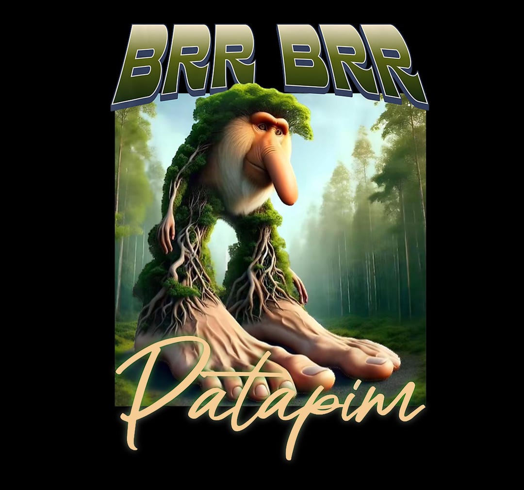 Brr Brr Patapim Italian Brainrot Meme Forest Monkey Bootleg PNG Digital ...