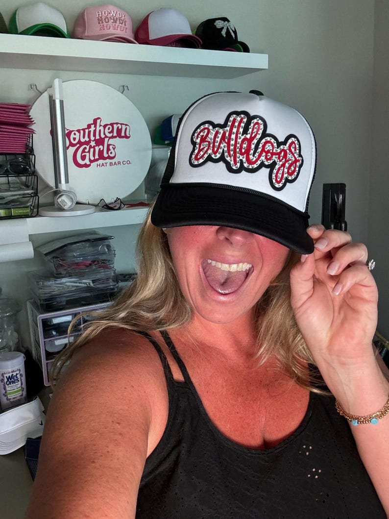 Rhinestone Bulldogs Patch Trucker Hat - University of Georgia UGA - Etsy
