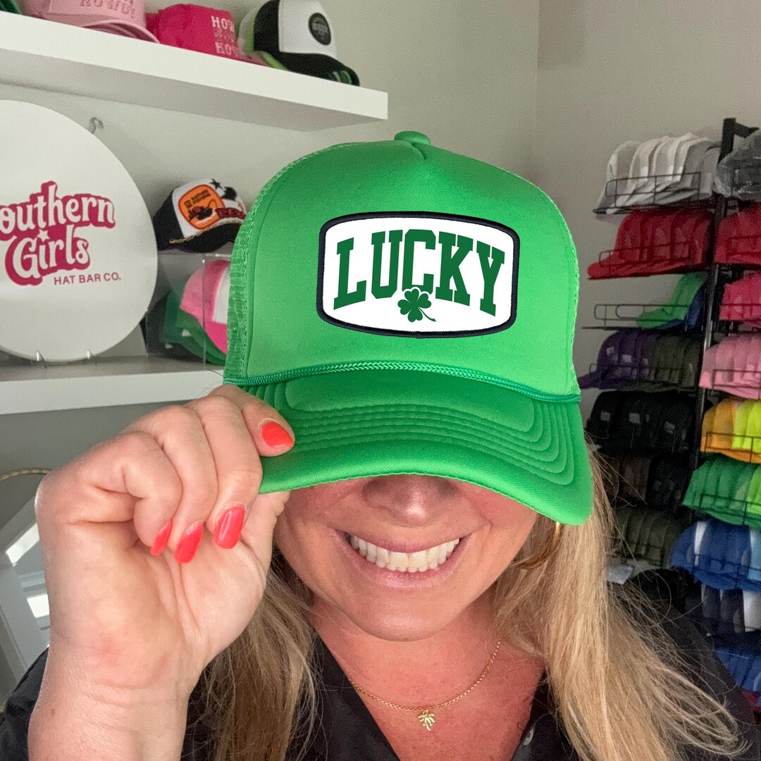 Lucky Trucker Hat, Green Trucker Hat, Custom Trucker Hat, St. Patrick’s ...