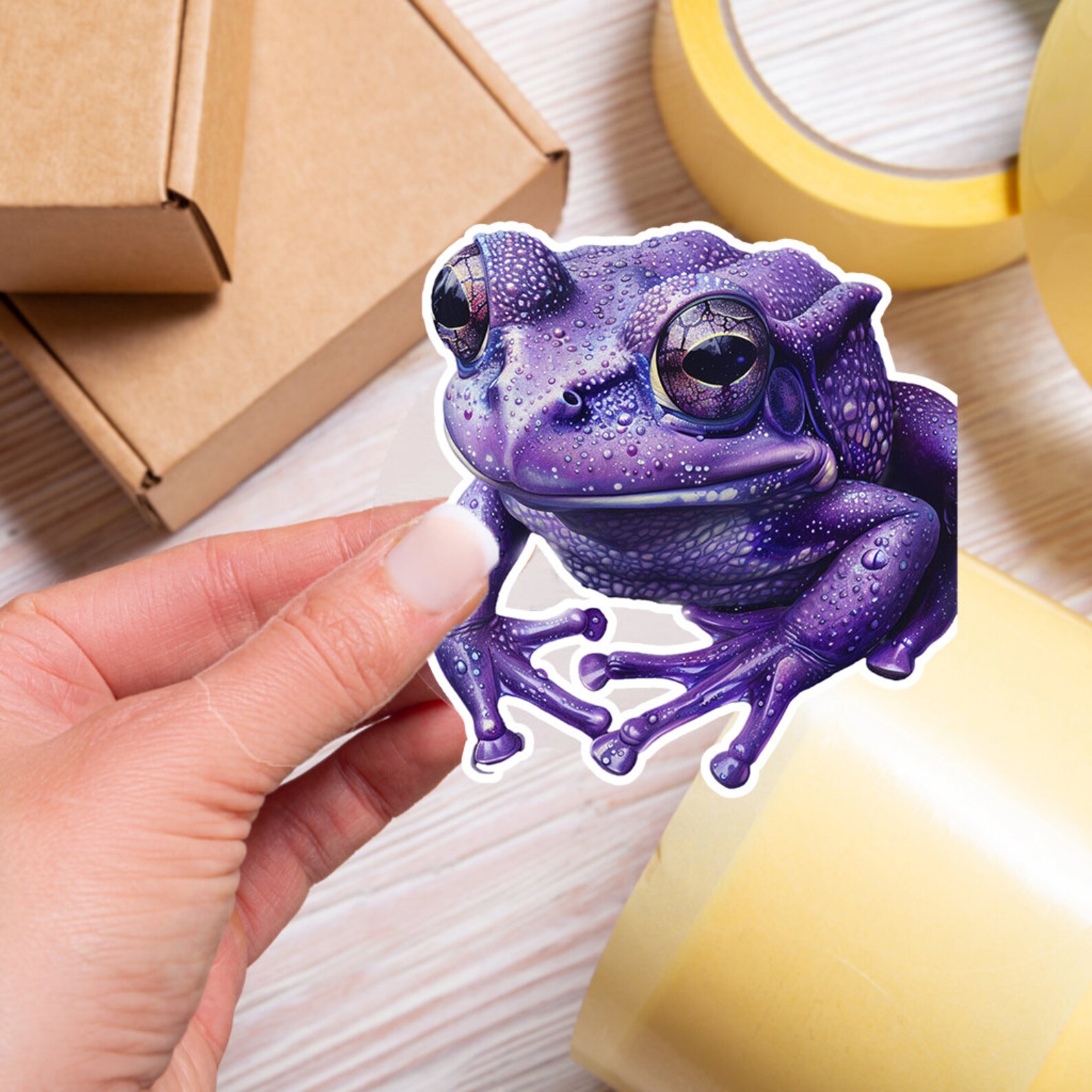 Purple Frog Kawaii Sticker, Vinyl Sticker, Fat Frog Sticker, Animal ...
