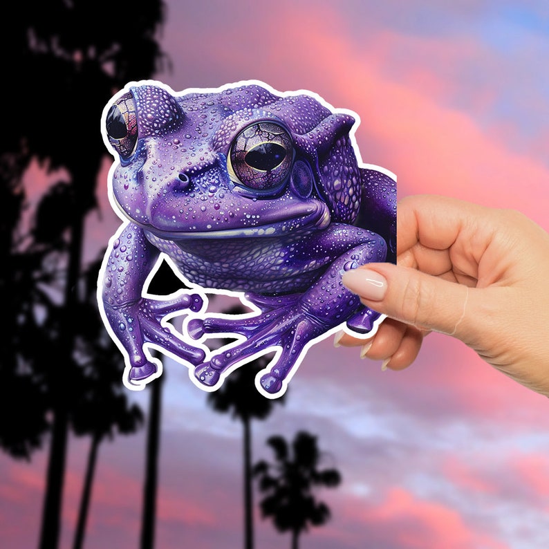Purple Frog Kawaii Sticker, Vinyl Sticker, Fat Frog Sticker, Animal ...