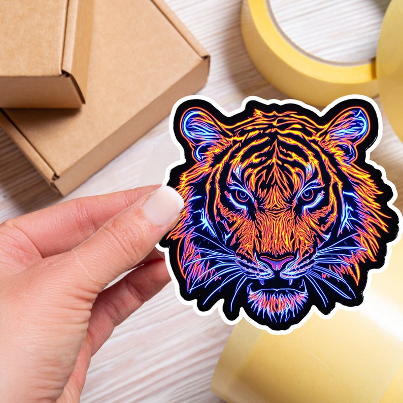 Tiger Face Decal, King Tiger Sticker, Colorful Tiger Animal Lover ...