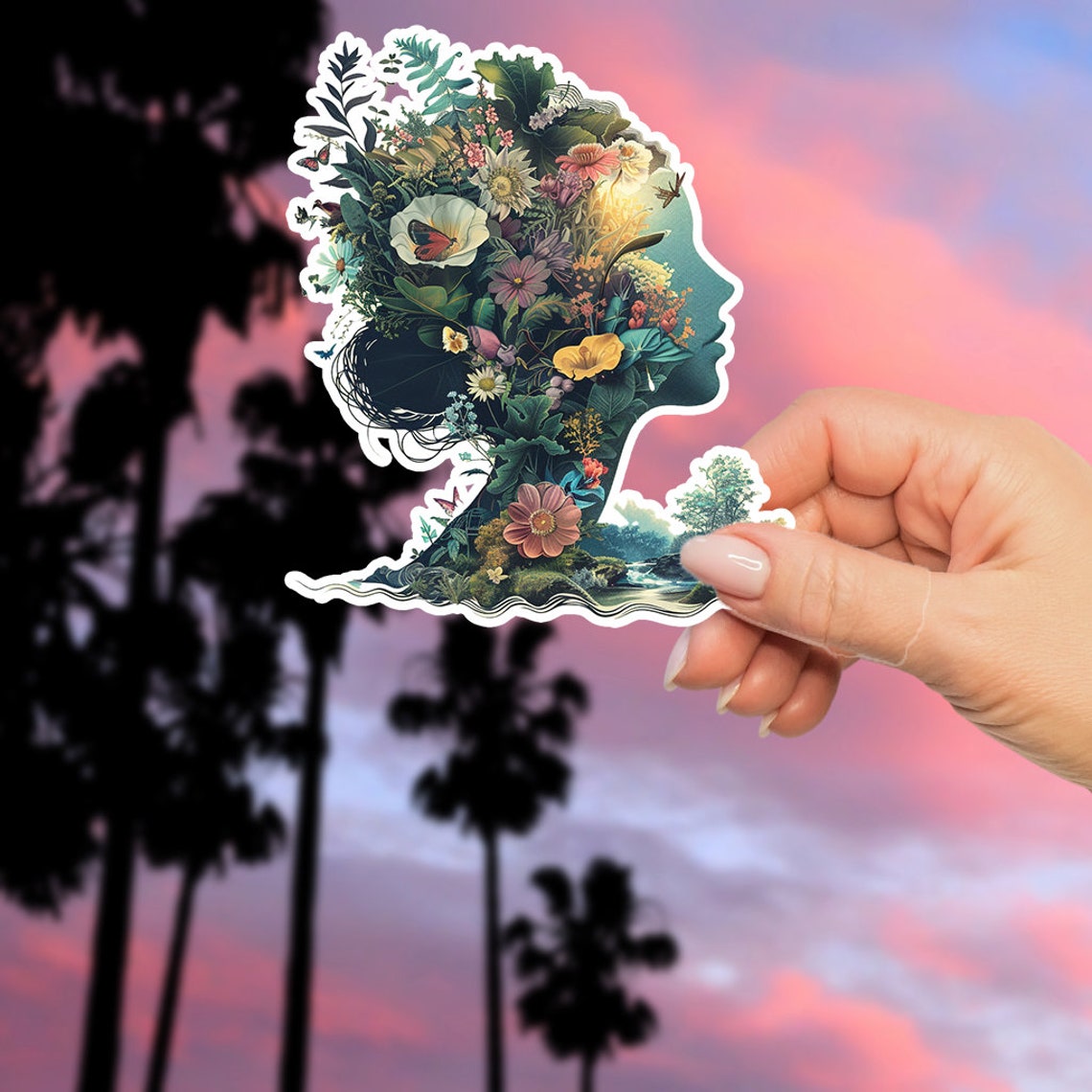 Women and Nature's Harmony Stickers, Fantasy Art Stickers, Nature ...