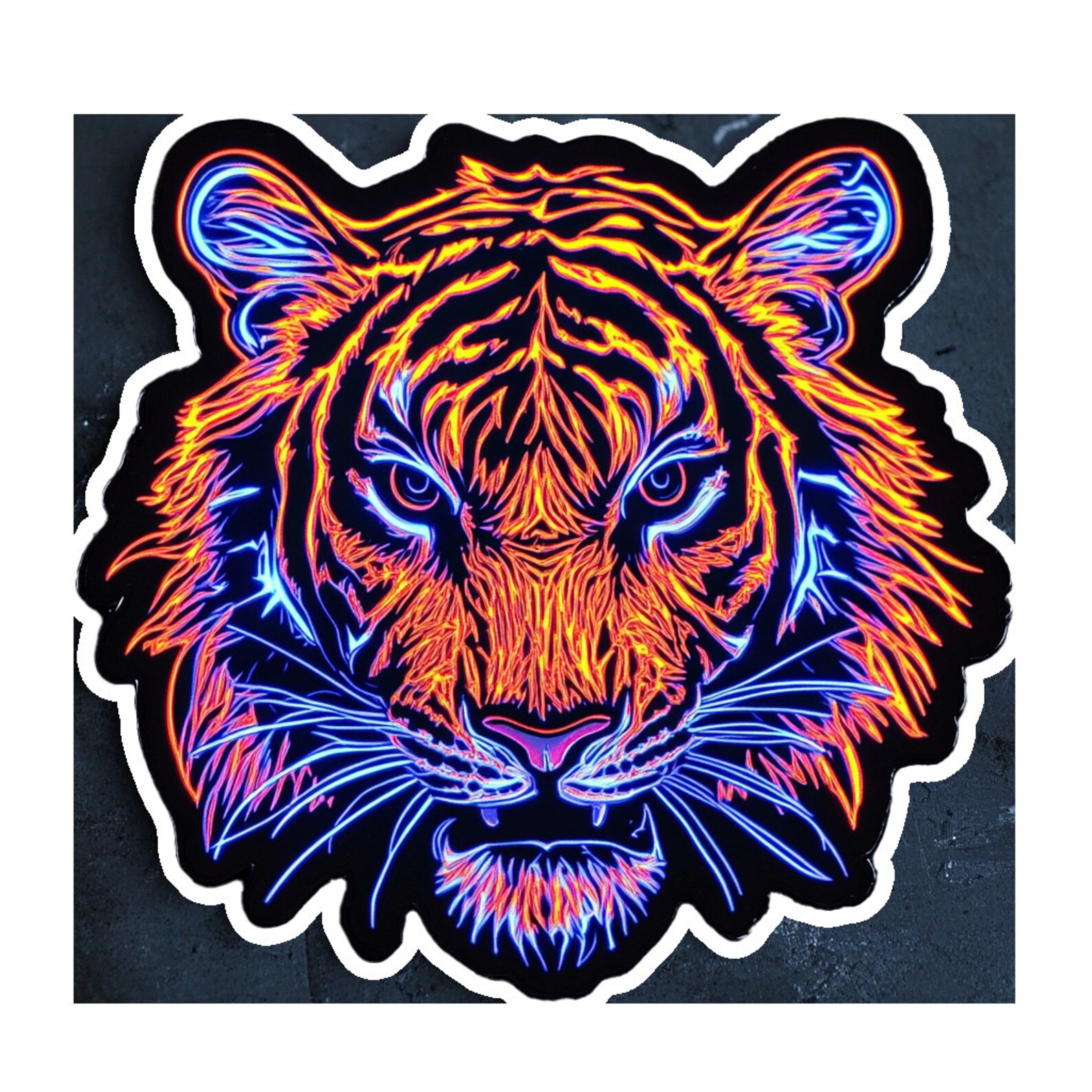 Tiger Face Decal, King Tiger Sticker, Colorful Tiger Animal Lover ...