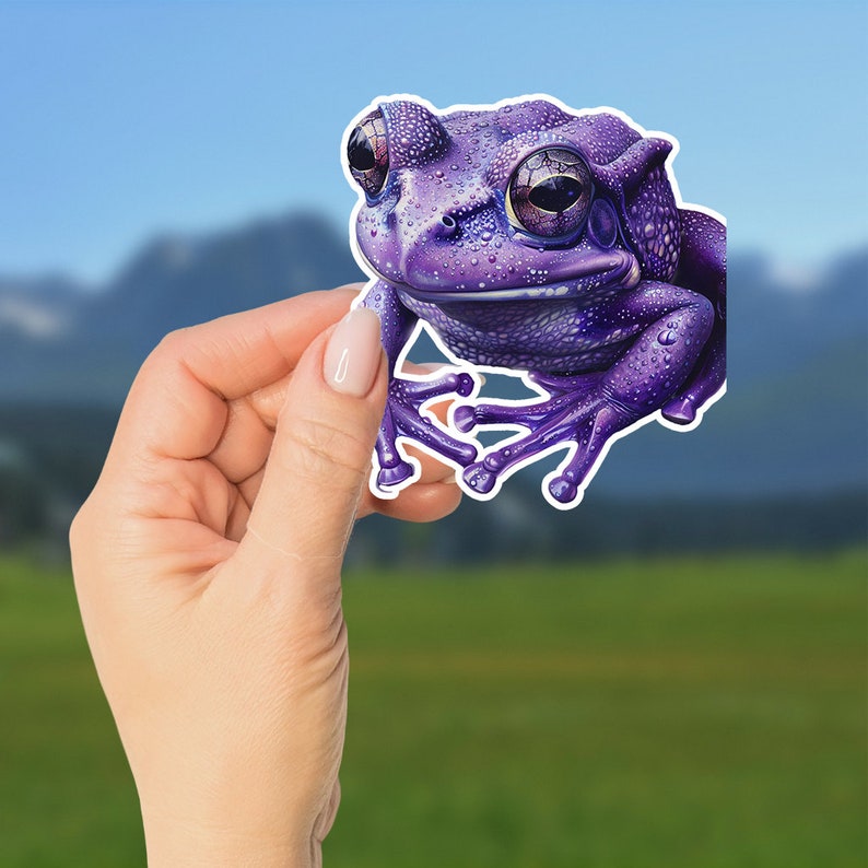 Purple Frog Kawaii Sticker, Vinyl Sticker, Fat Frog Sticker, Animal ...