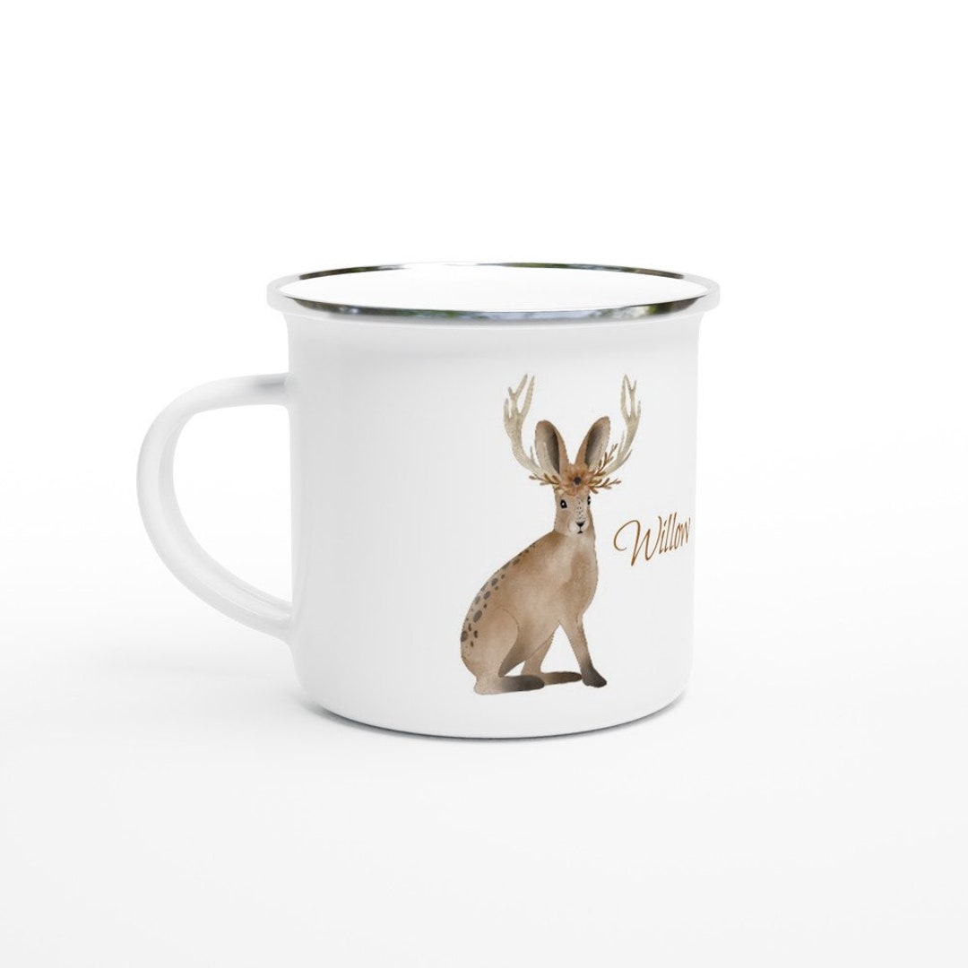 Children’s Bunny Jackalope 12oz Enamel Mug Children's Gift Birthday ...
