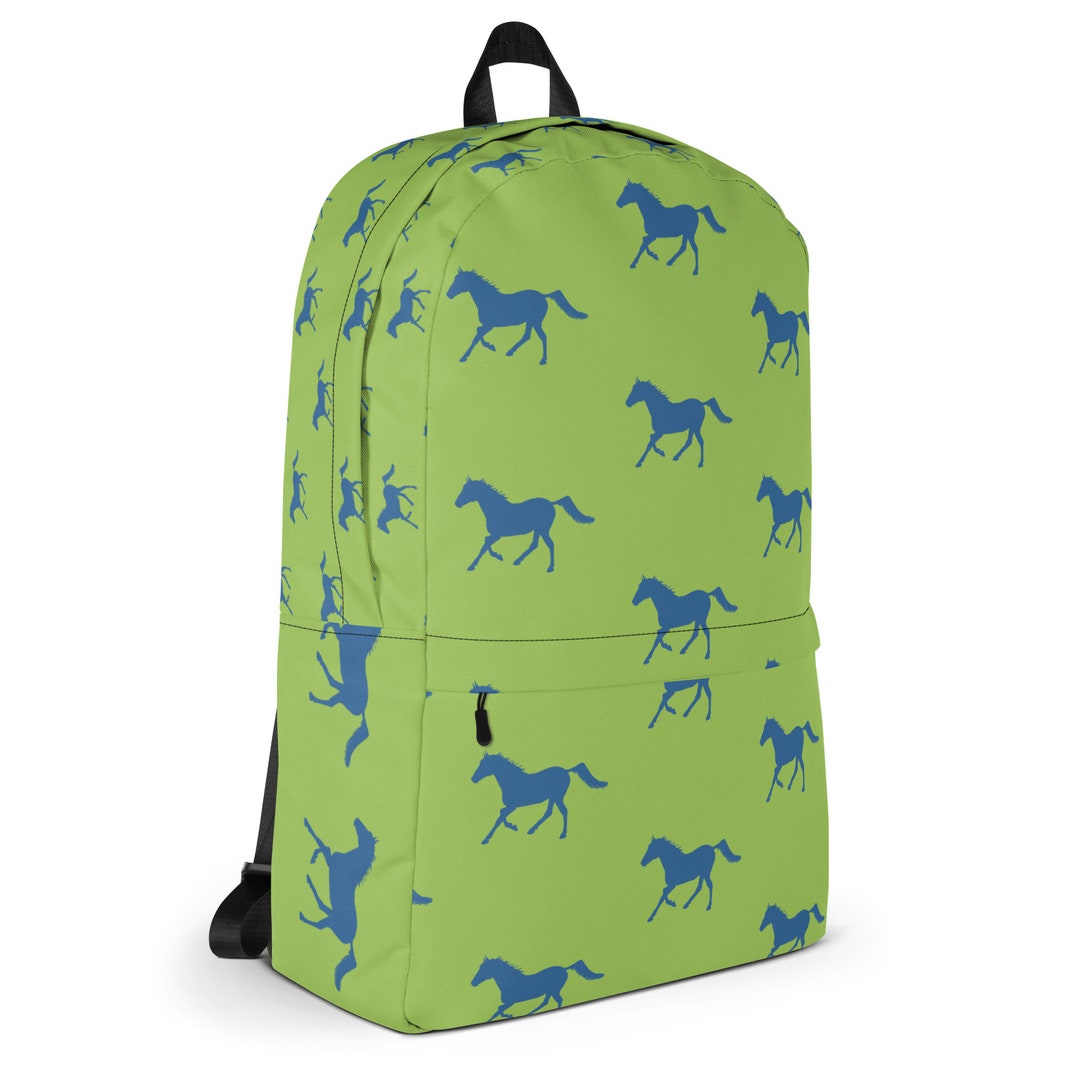 Blue Horse Pattern Backpack: Water-resistant Polyester Book Bag - Etsy