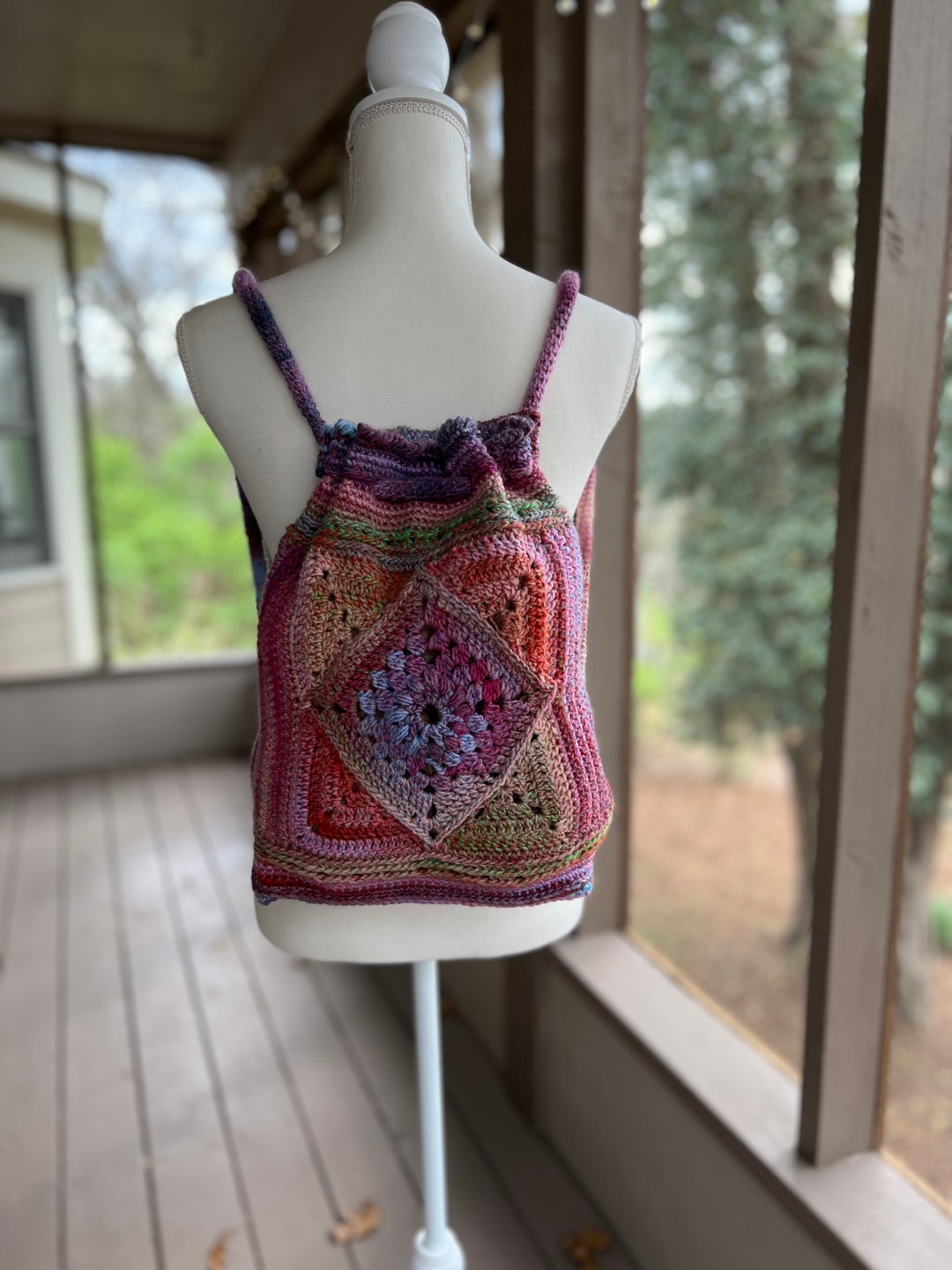 Pink Acrylic Yarn 11 Wide by 14.5 High. Straps Are About 26 Each When ...