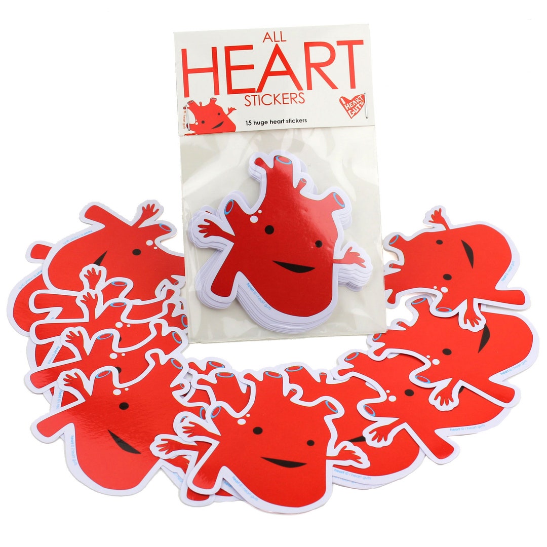 15 Heart Sticker Set Cute Anatomical Hearts for Heart Disease Awareness ...
