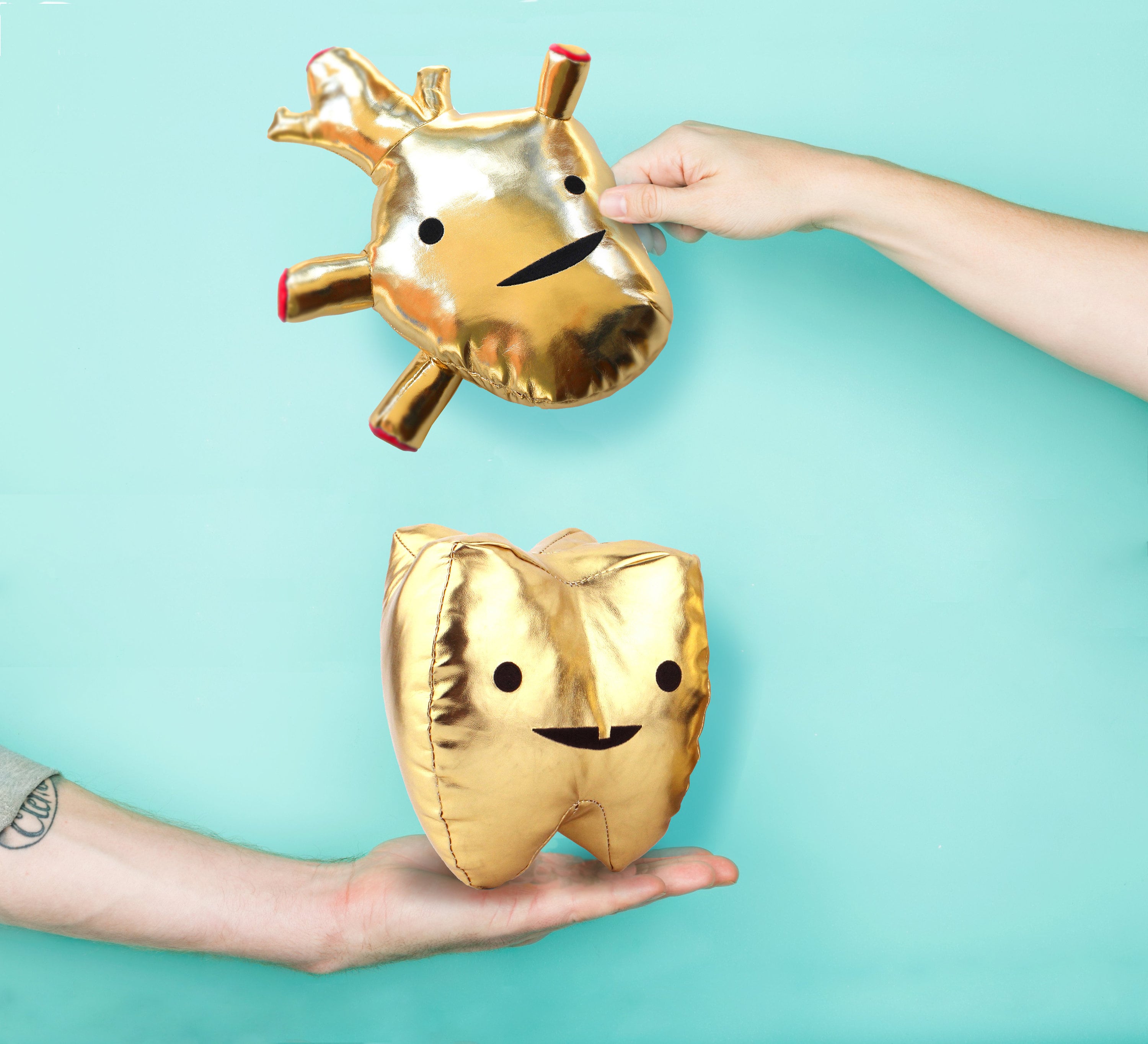 Gold Tooth I Heart Guts | Metallic Vinyl Plush Organ Dental Get Well ...
