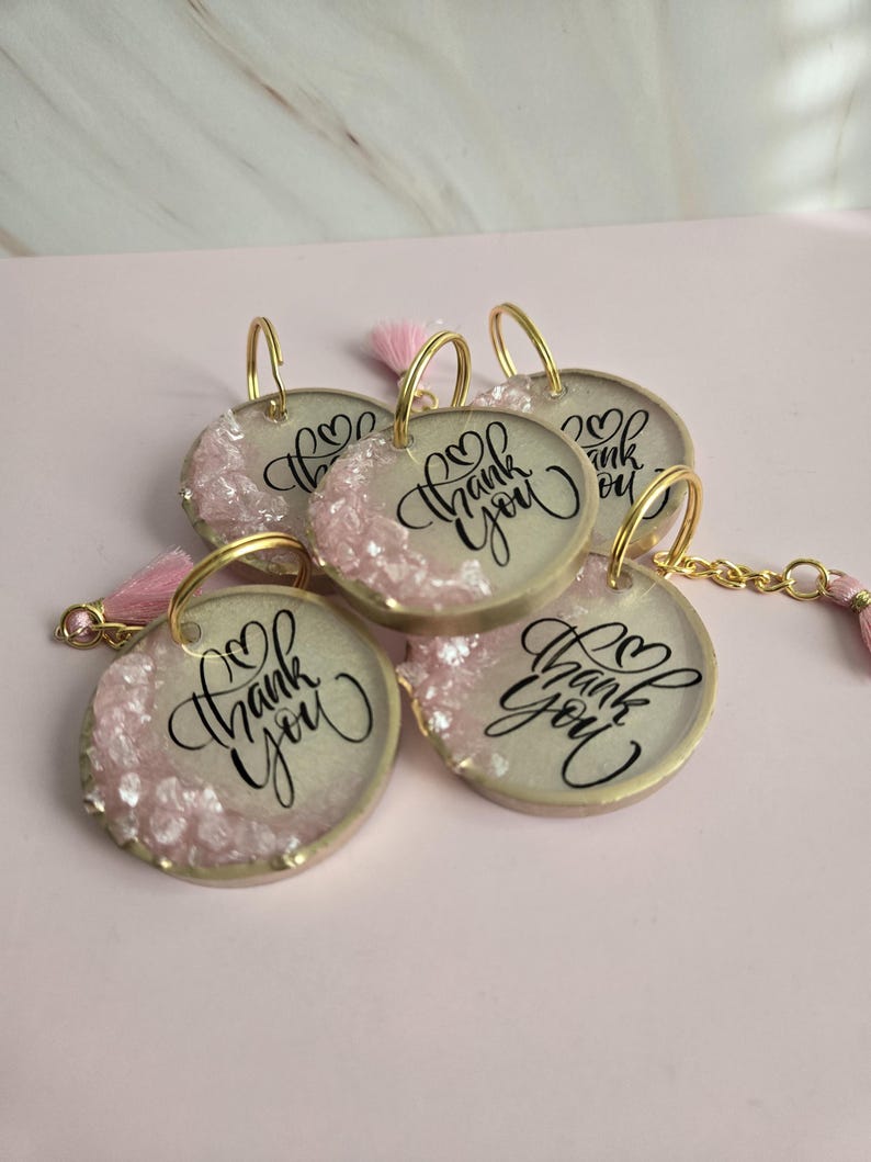 Thank You Keychains Thank You Gifts Handmade Keychains pink Gold ...