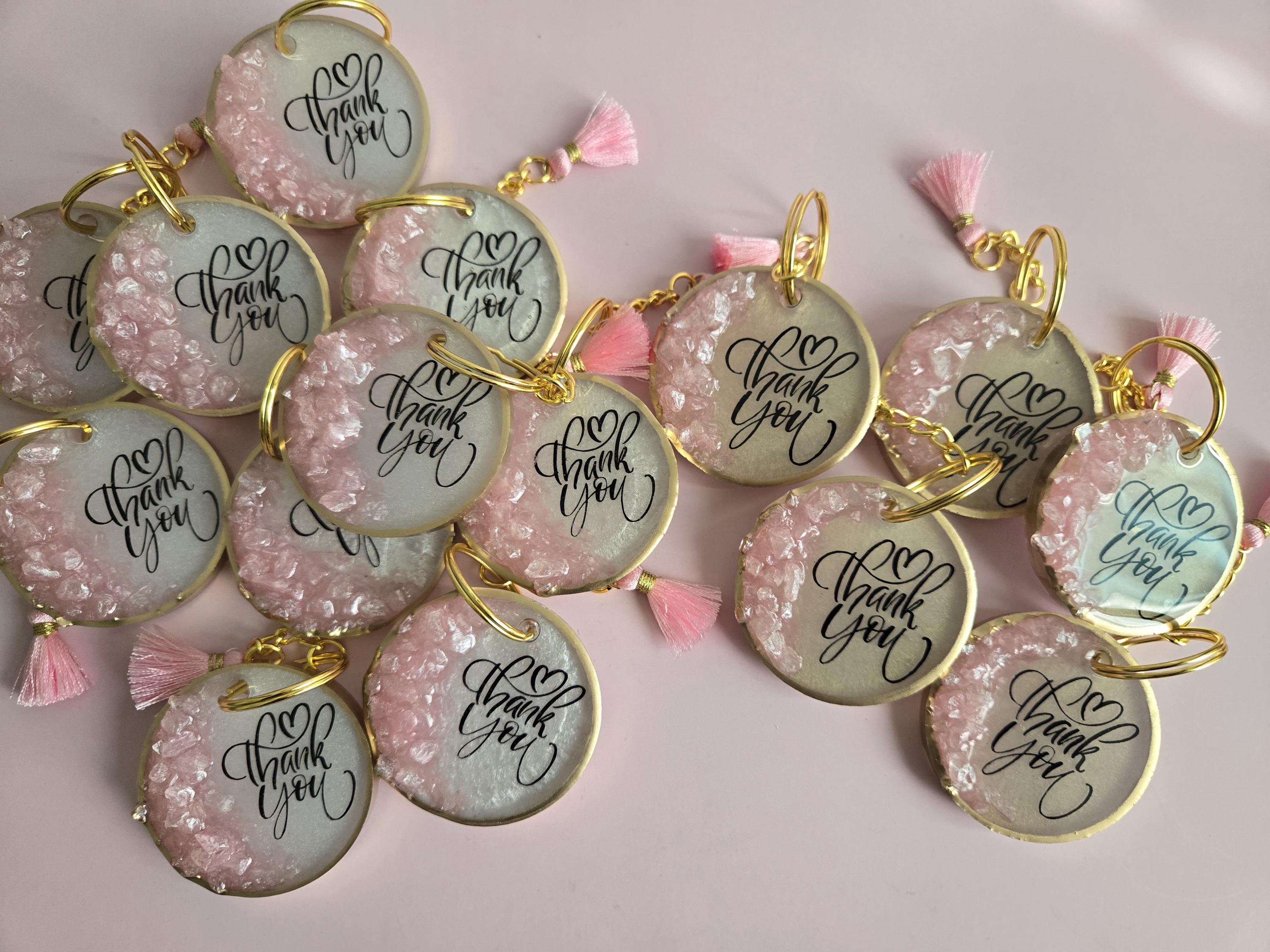 Thank You Keychains Thank You Gifts Handmade Keychains pink Gold ...