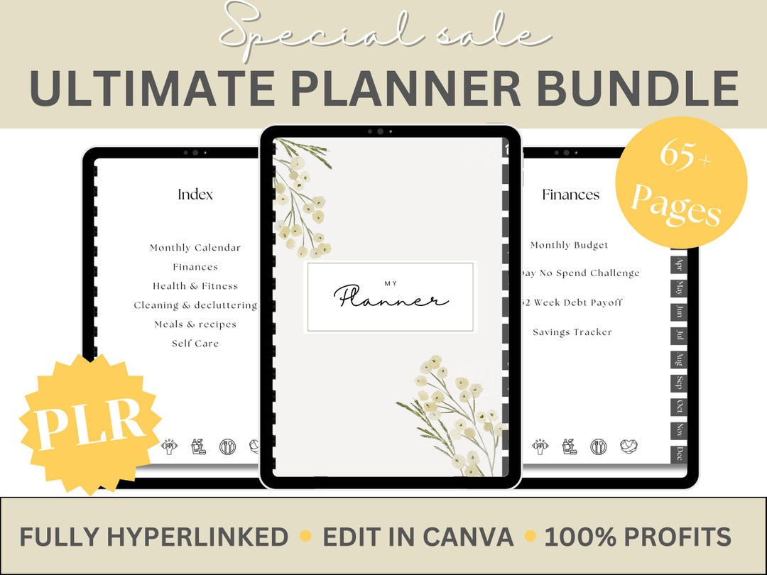Ultimate PLR Planner Template, PLR Planner Undated, Digital Planner ...