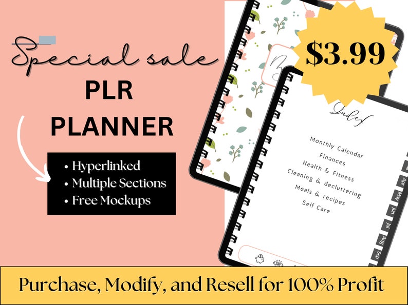 PLR Digital Planner Bundle, Hyperlinked Undated Planner, Fitness ...