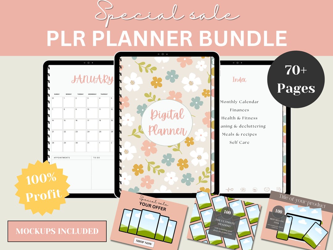 Ultimate Planner Bundle Template, PLR Planner Undated, Digital Planner ...