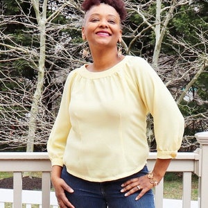 Women’s Woven Raglan Top , Long Sleeves, 3/4 Sleeves, Buttoned-up Back ...