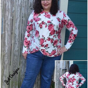 Women's Twisted Knot Top PDF Sewing Pattern, Scoop Neck, Neckband ...