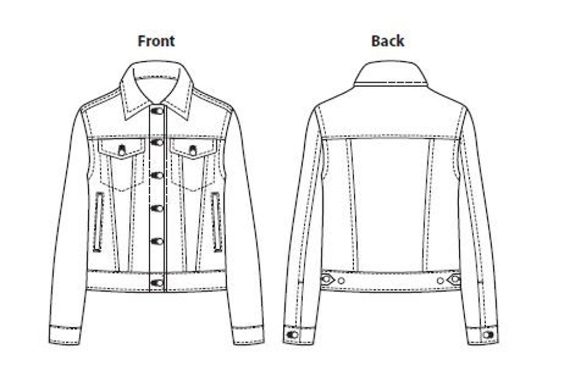 Denim Jacket Sewing Pattern, Women Jacket, Adult, Jacket Pattern, Denim ...