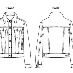 Denim Jacket Sewing Pattern, Women Jacket, Adult, Jacket Pattern, Denim ...
