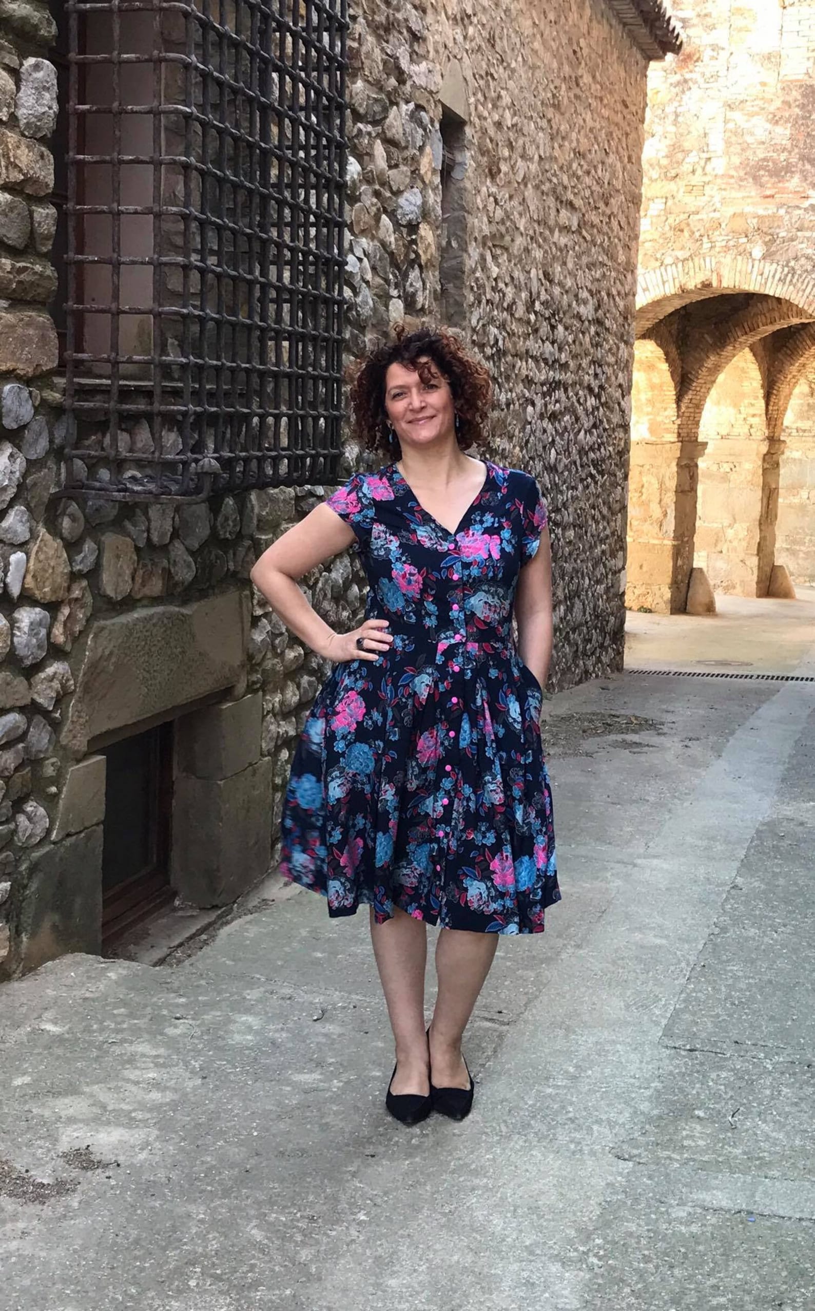 Women's Woven Dress PDF Sewing Pattern, Cap / Flare Sleeves , Front ...