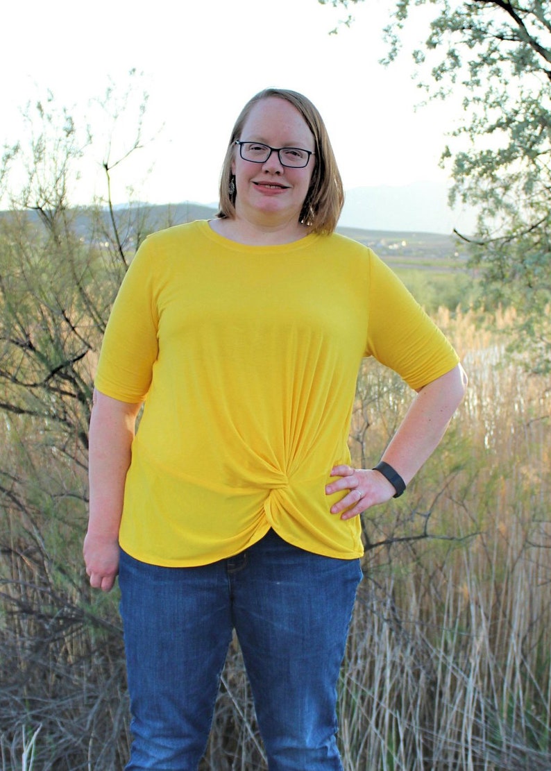 Women's Twisted Knot Top PDF Sewing Pattern, Scoop Neck, Neckband ...