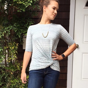 Women's Twisted Knot Top PDF Sewing Pattern, Scoop Neck, Neckband ...