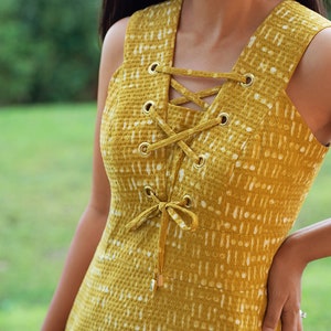 Women's Woven Lace-up Front Dress Sewing Pattern, Sleeveless, Fully ...