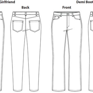 Women’s Jeans Pants PDF Sewing Pattern, High Rise, Ankle Length, Demi ...