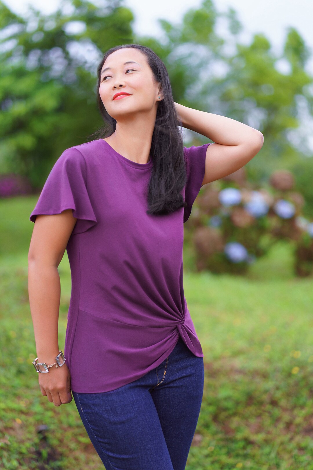 Women's Twisted Knot Top PDF Sewing Pattern, Scoop Neck, Neckband ...