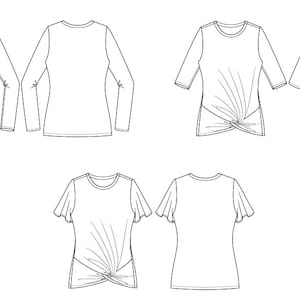 Women's Twisted Knot Top PDF Sewing Pattern, Scoop Neck, Neckband ...