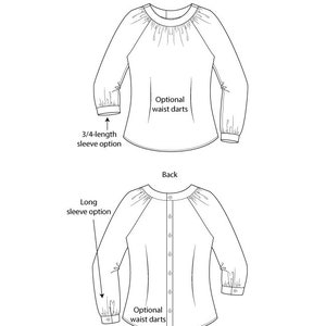 Women’s Woven Raglan Top , Long Sleeves, 3/4 Sleeves, Buttoned-up Back ...