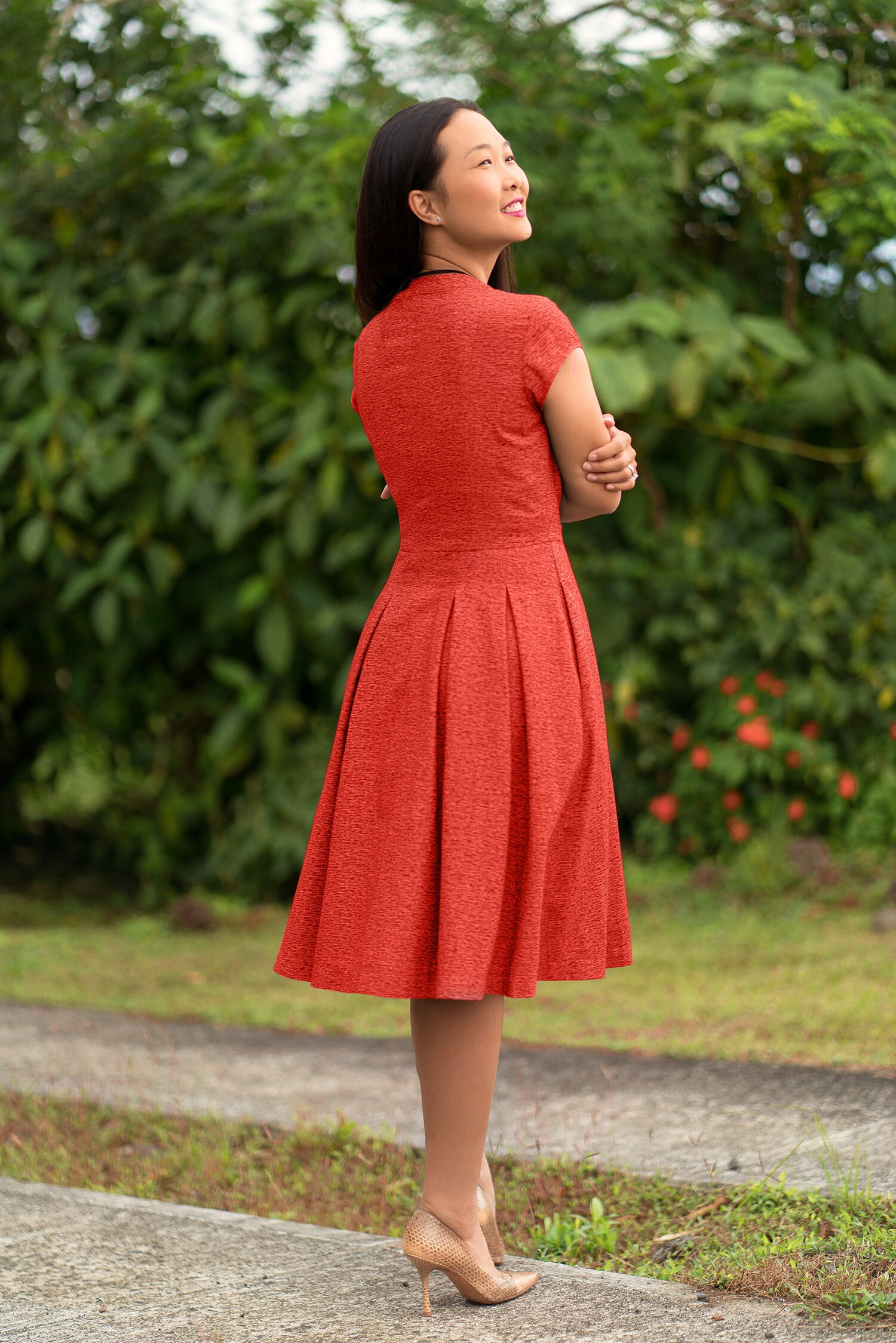 Women's Woven Dress PDF Sewing Pattern, Cap / Flare Sleeves , Front ...
