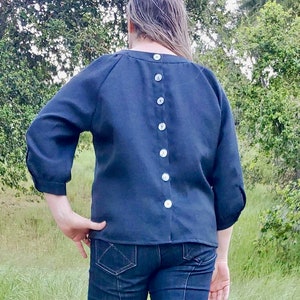 Women’s Woven Raglan Top , Long Sleeves, 3/4 Sleeves, Buttoned-up Back ...