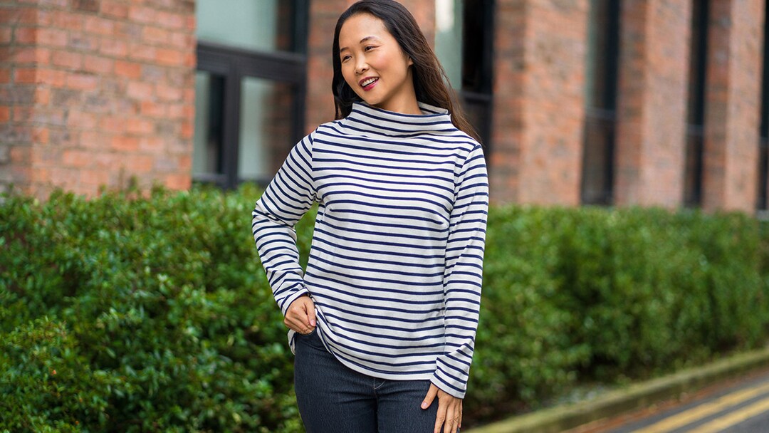 Women's Pullover Top, Funnel Neck, Knit, Long Sleeves, Relaxed Fit, PDF ...