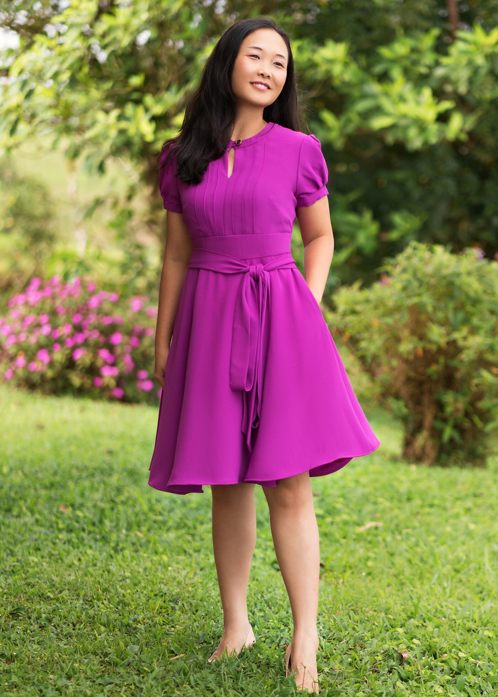 Women’s Woven Dress Sewing PDF Pattern, Princess Seams, Pintucks, Flare ...