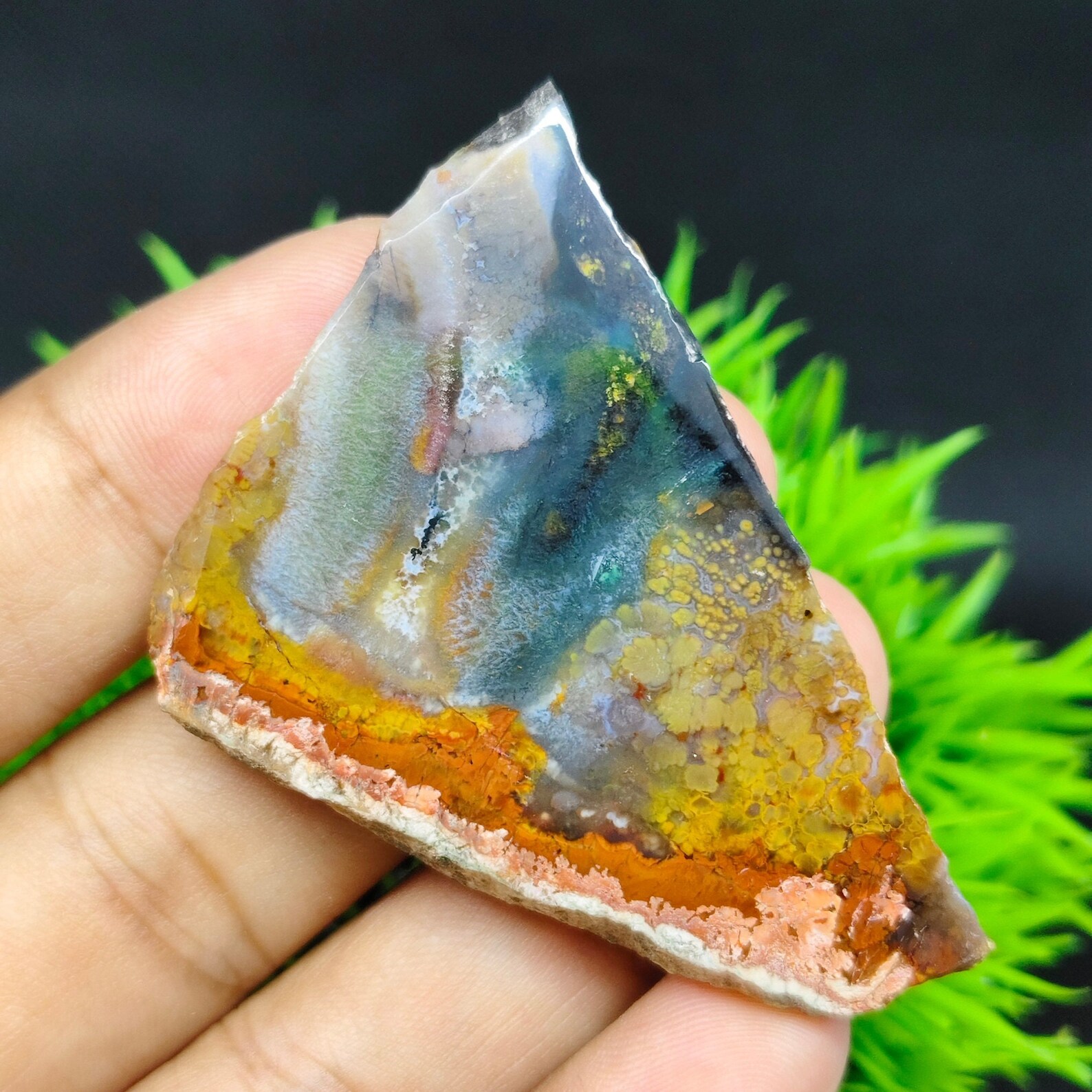 Polished Plume Flower Agate Slab: Multicolor Home Decor (58x40x8mm) - Etsy