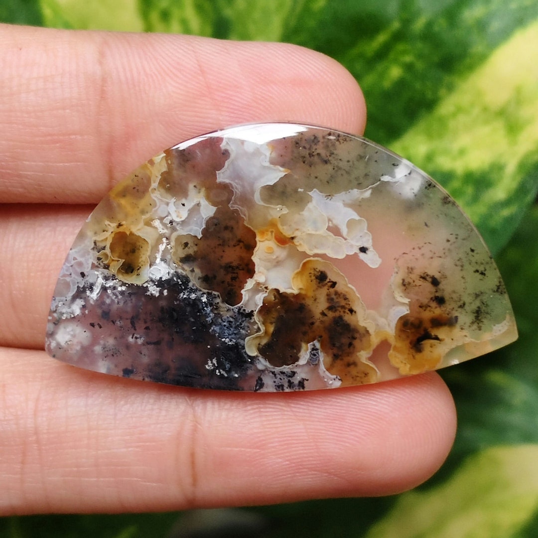 Chrysocolla Native Black Petrified Wood Plume/moss Agate Size:37x22x5 ...