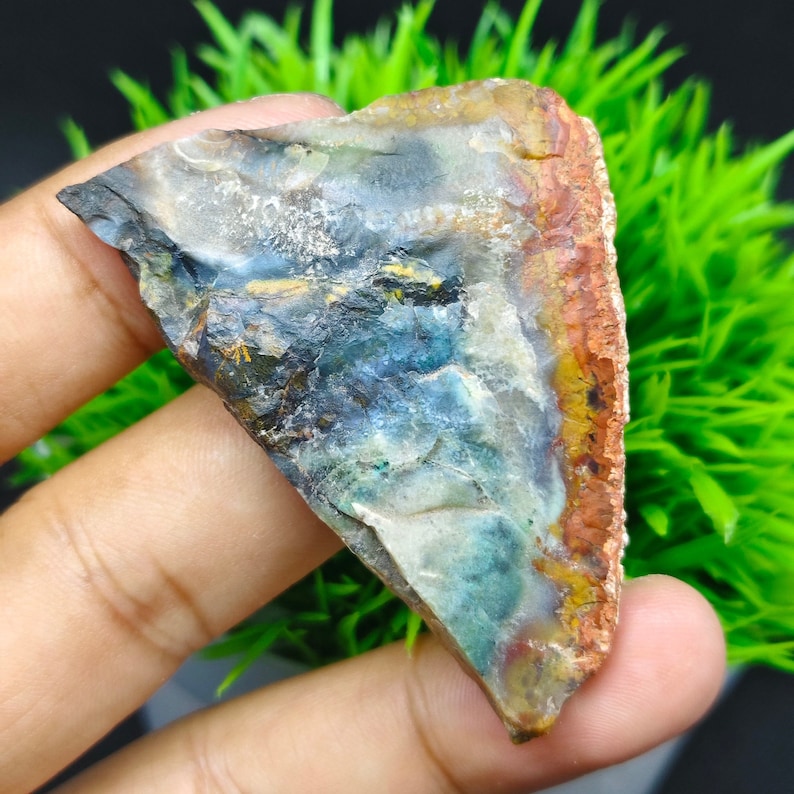 Polished Plume Flower Agate Slab: Multicolor Home Decor (58x40x8mm) - Etsy